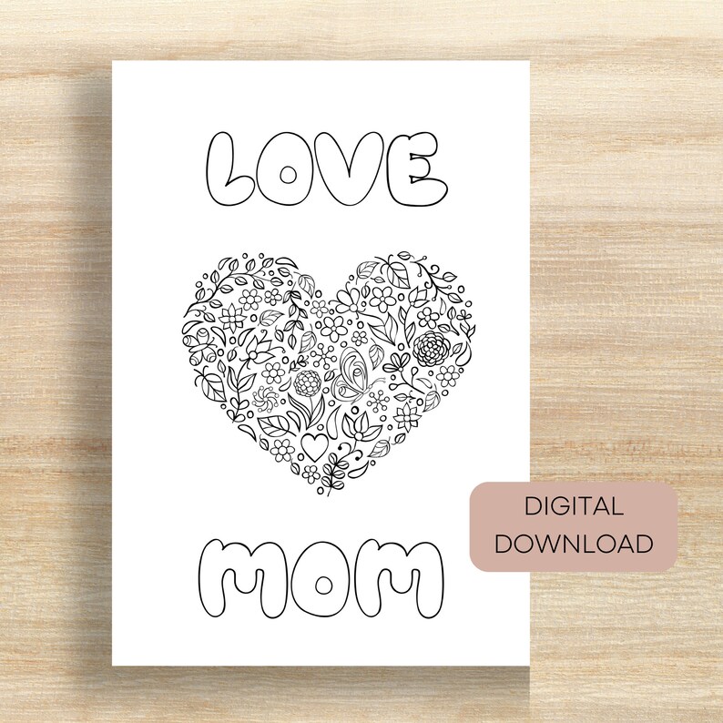 Mothers Day Printable Coloring Card, Color Your Own Mothers Day Card ...