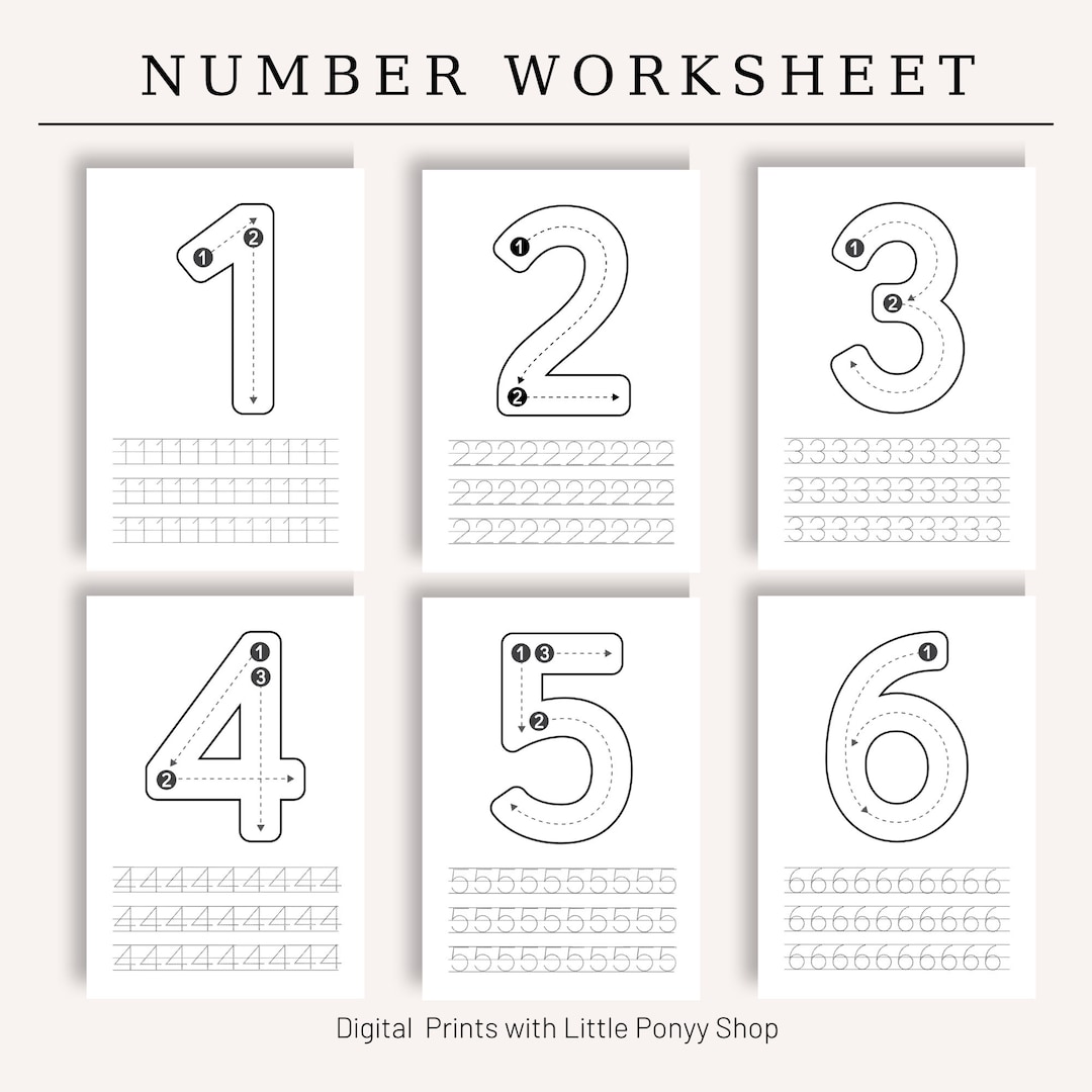 Preschool Numbers Tracing Worksheet, Handwriting Practice, Basic ...