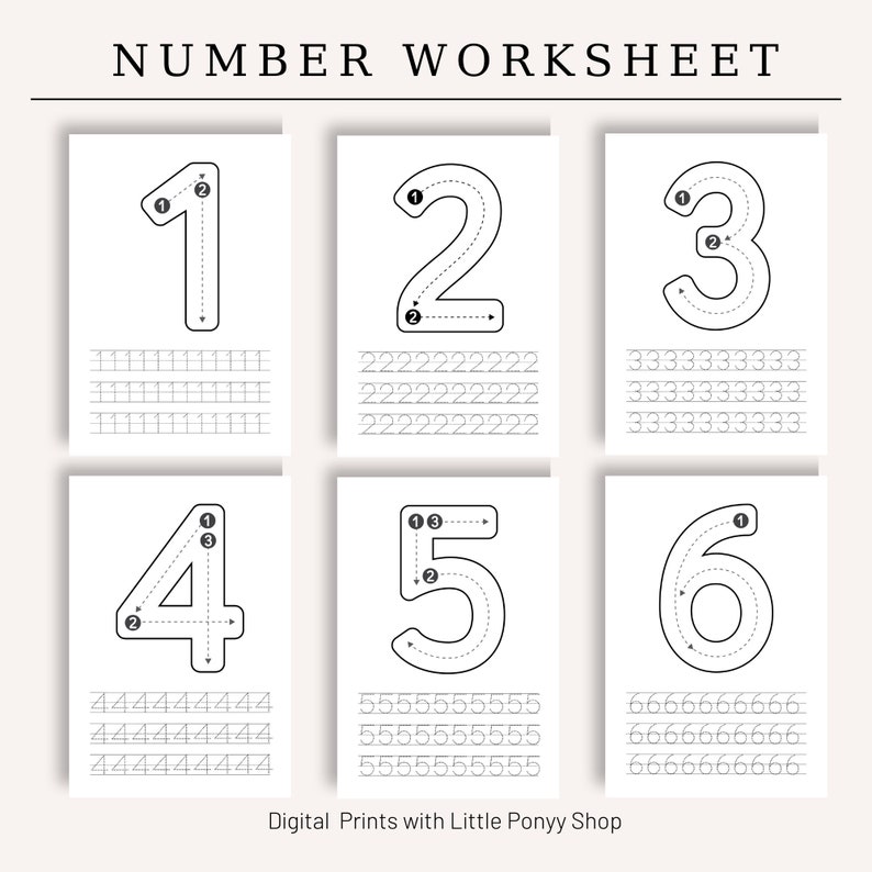 Preschool Numbers Tracing Worksheet, Handwriting Practice, Basic ...