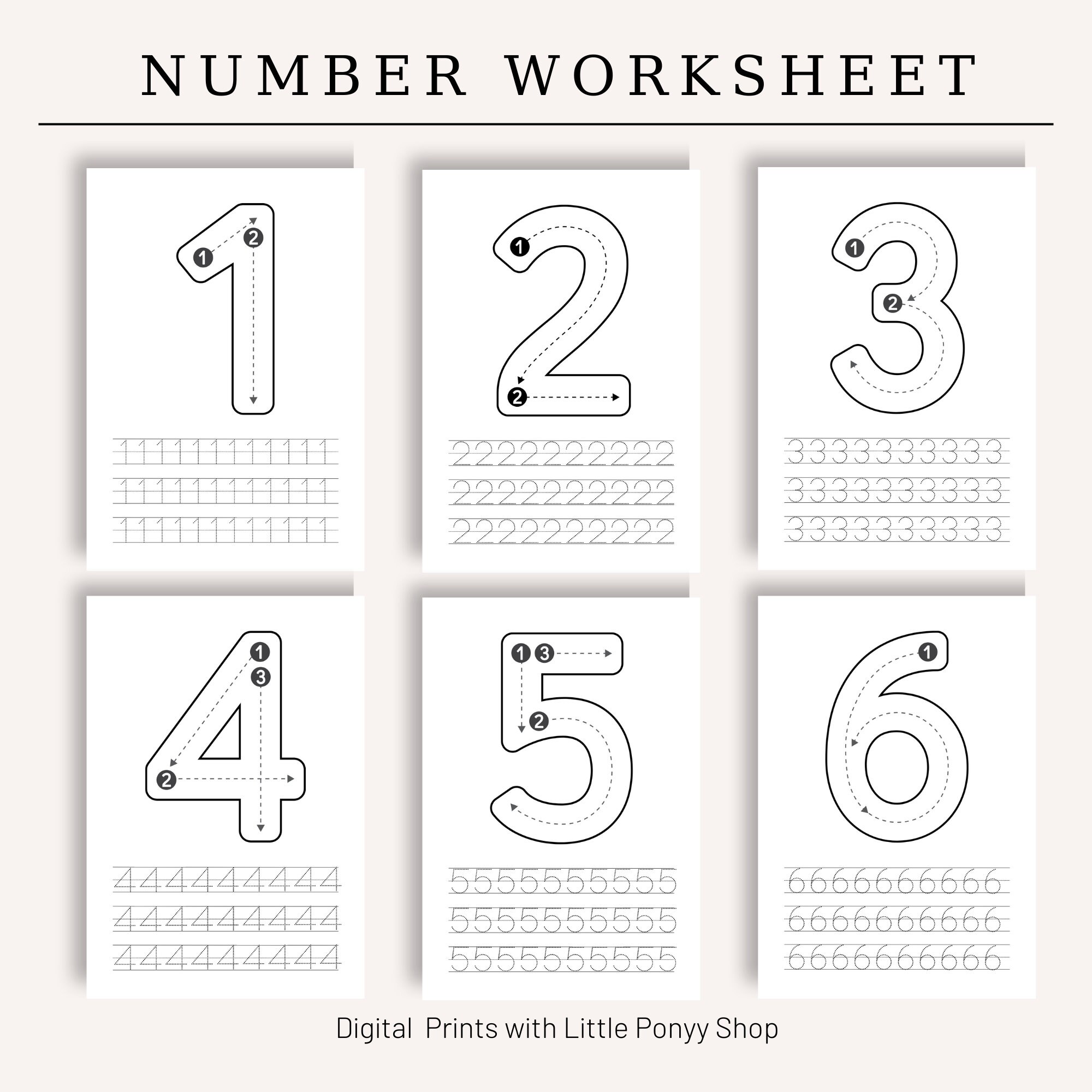 Preschool Numbers Tracing Worksheet, Handwriting Practice, Basic ...