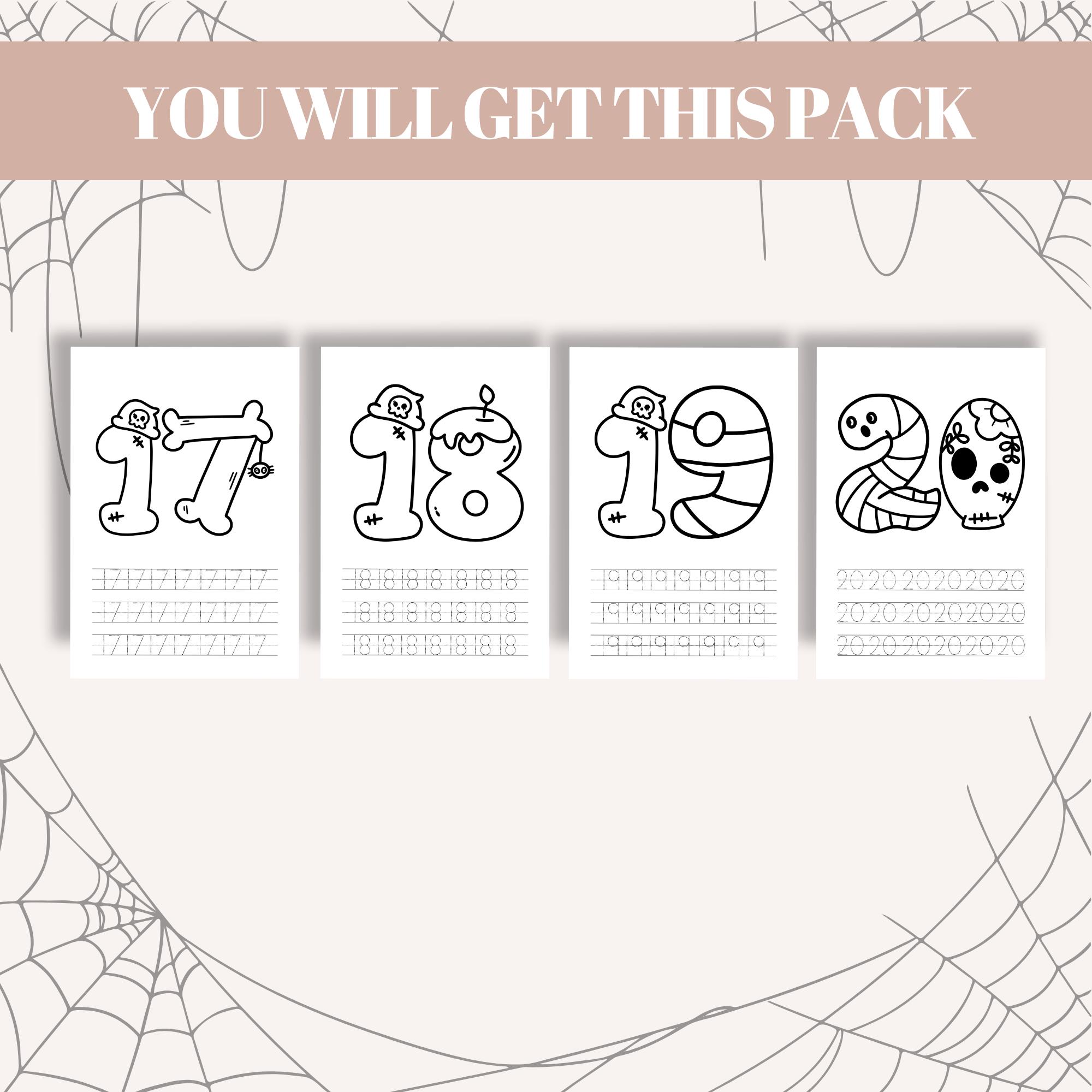 Halloween Numbers Tracing Worksheet, Handwriting Practice, Basic ...