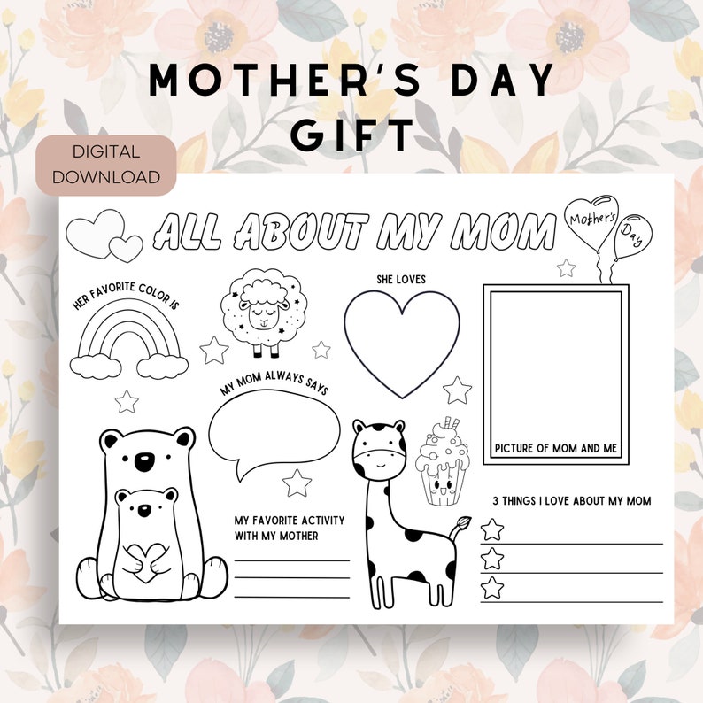 All About Mom, Mothers Day Gift, All About My Mom Printable, Mothers ...