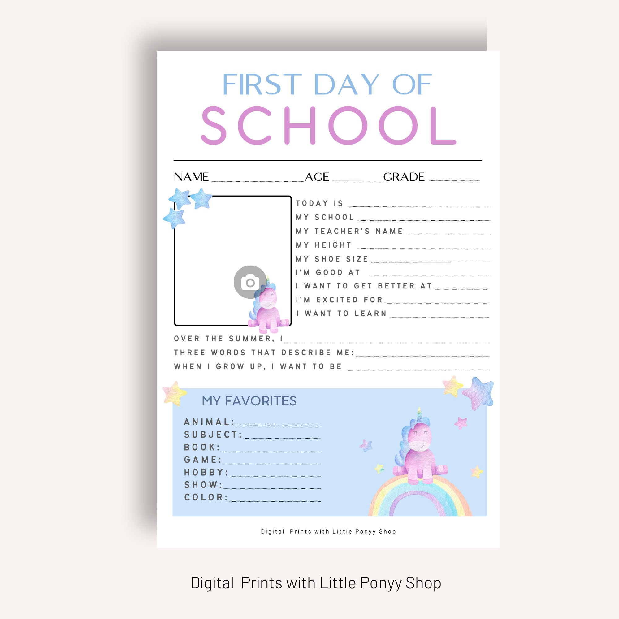 First and Last Day of School Keepsake Printable, Kid's Memory Journal ...