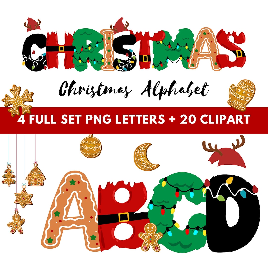 Christmas Alphabet PNG Christmas Letters Numbers Clipart Santa Alphabet ...