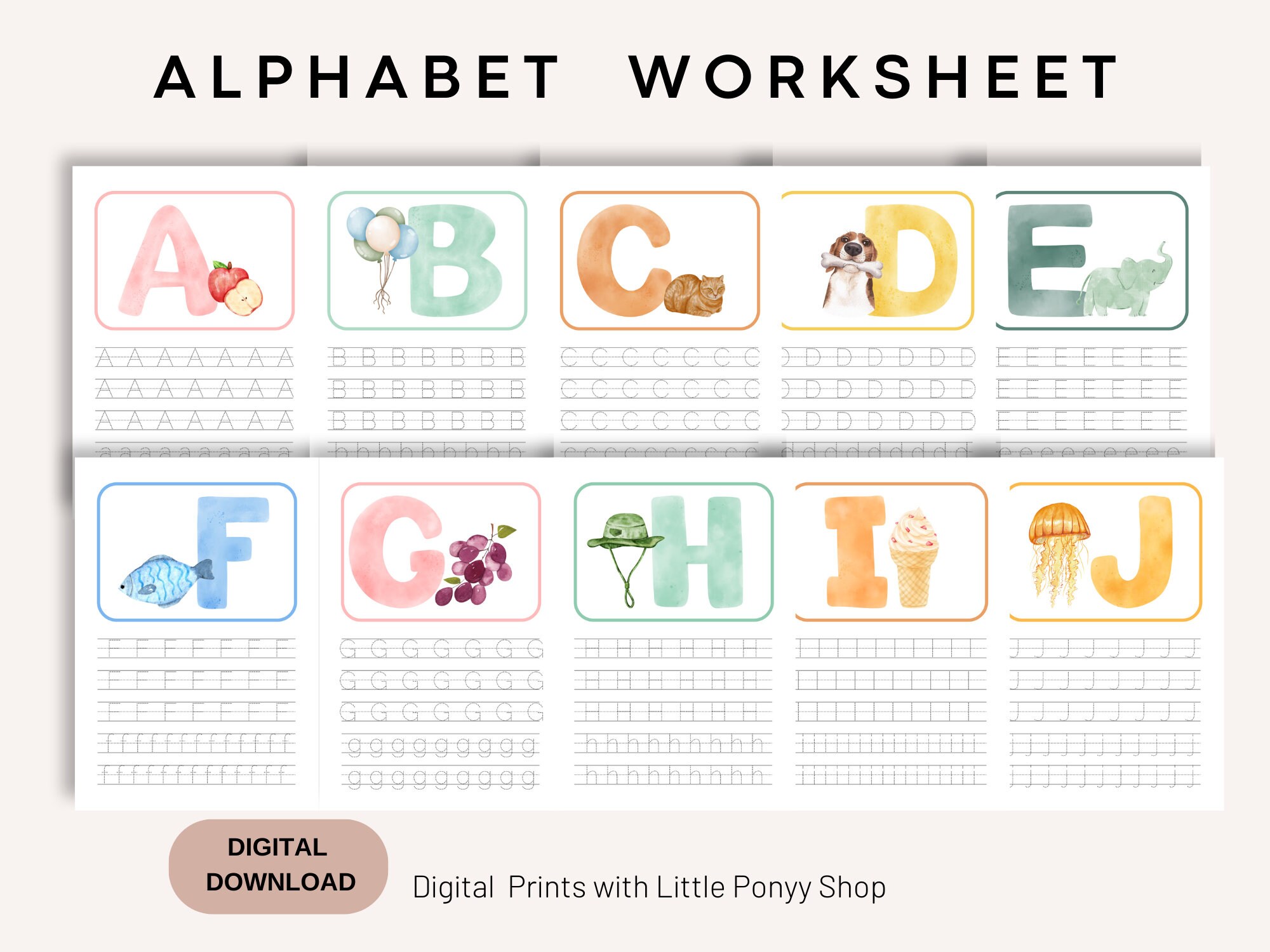 Printable Alphabet Tracing Worksheets ABC Tracing Workbook Letters ...