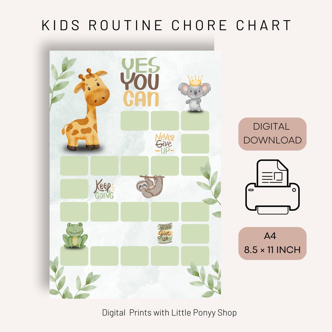 Printable Animal Reward Chart Animal Behavior Chart Daily Chore Chart ...