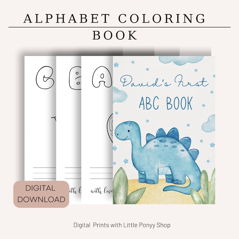 Editable Baby Shower ABC Coloring Book, First Alphabet Coloring Book ...