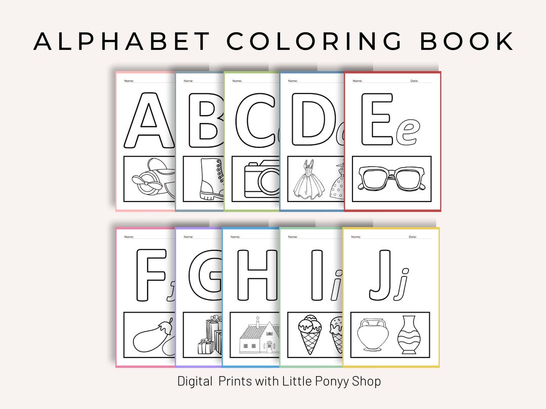 Children's Printable Alphabet Coloring Book Pages Downloadable Alphabet ...