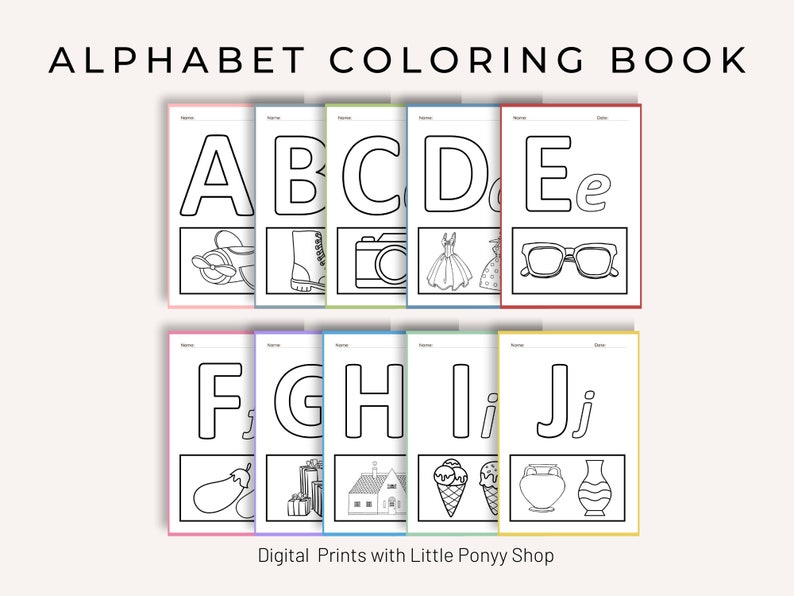 Children's Printable Alphabet Coloring Book Pages Downloadable Alphabet ...