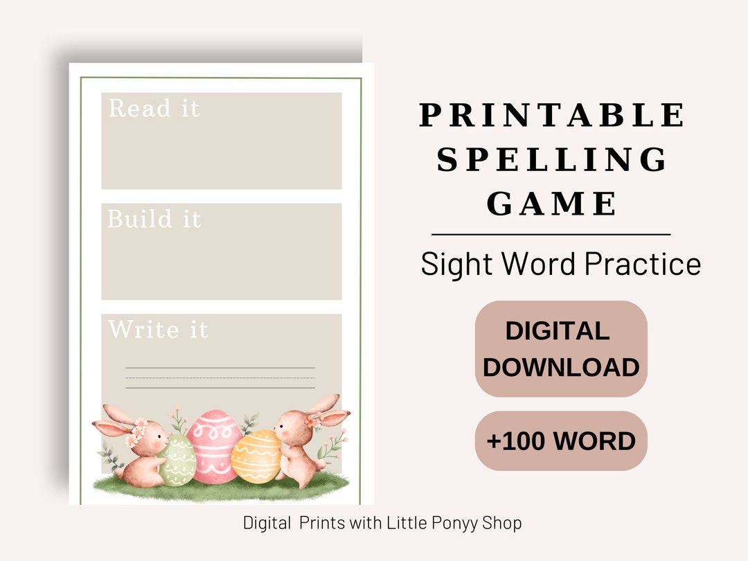 Sight Word Practice, Printable Spelling Game, Kindergarten Sight Words ...