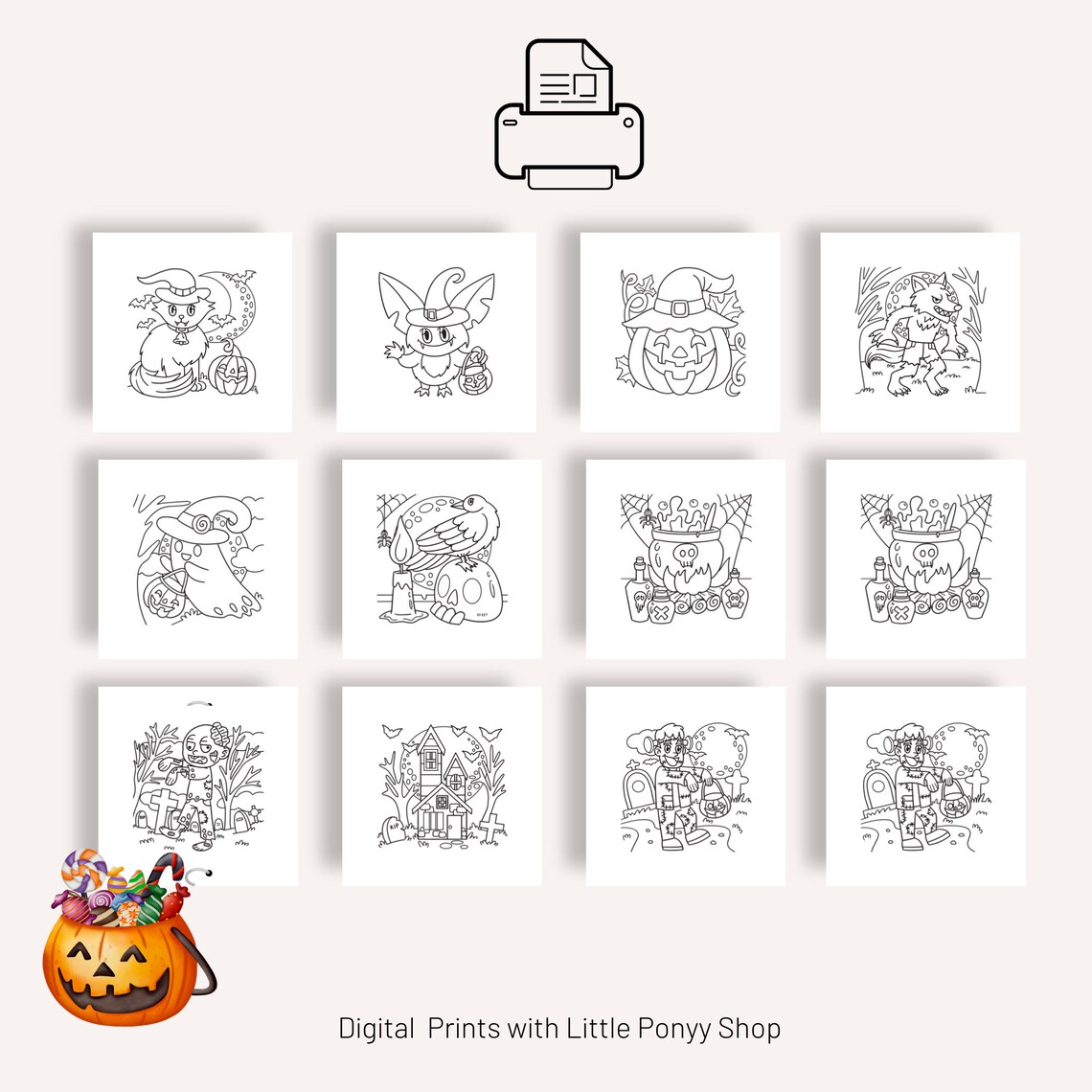 Halloween Coloring Placemat Printable Halloween Party Coloring Page ...
