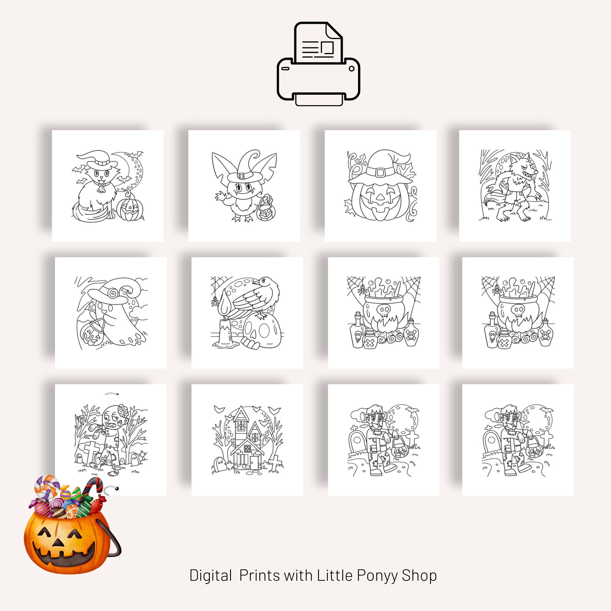 Halloween Coloring Placemat Printable Halloween Party Coloring Page ...