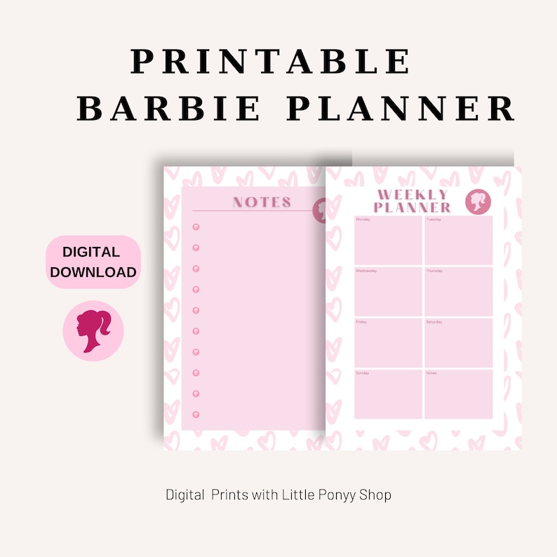 Barbie Themed Printable Kids Weekly Schedule - Weekly Planner for Home ...