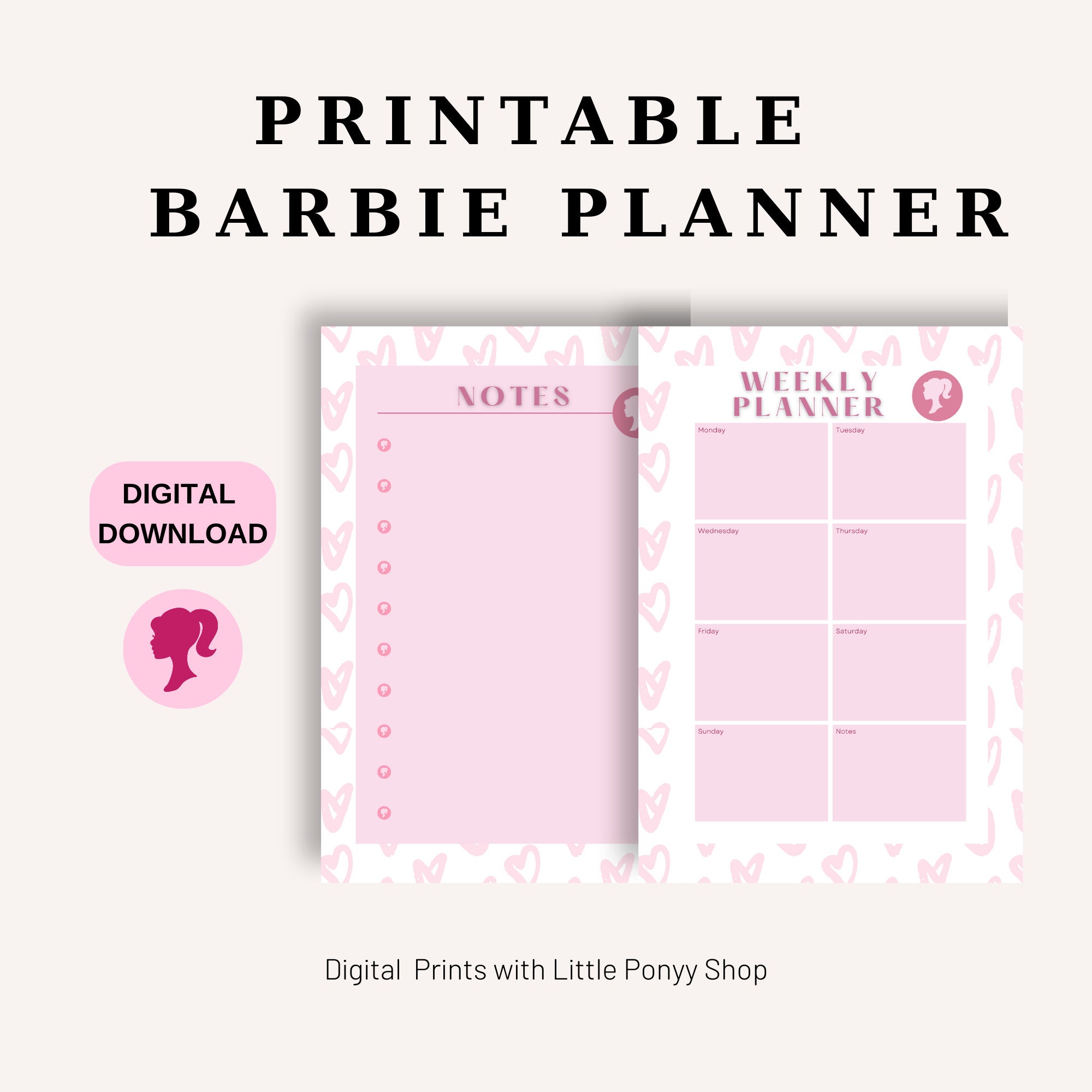 Barbie Themed Printable Kids Weekly Schedule - Weekly Planner for Home ...