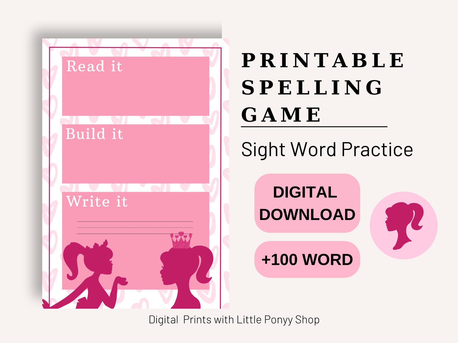 Barbie-themed Printable Sight Word Worksheets Kindergarten-1st Grade ...