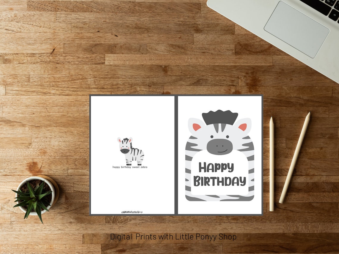 Downloadable Animal Birthday Card Kids Happy Birthday Card Handmade ...