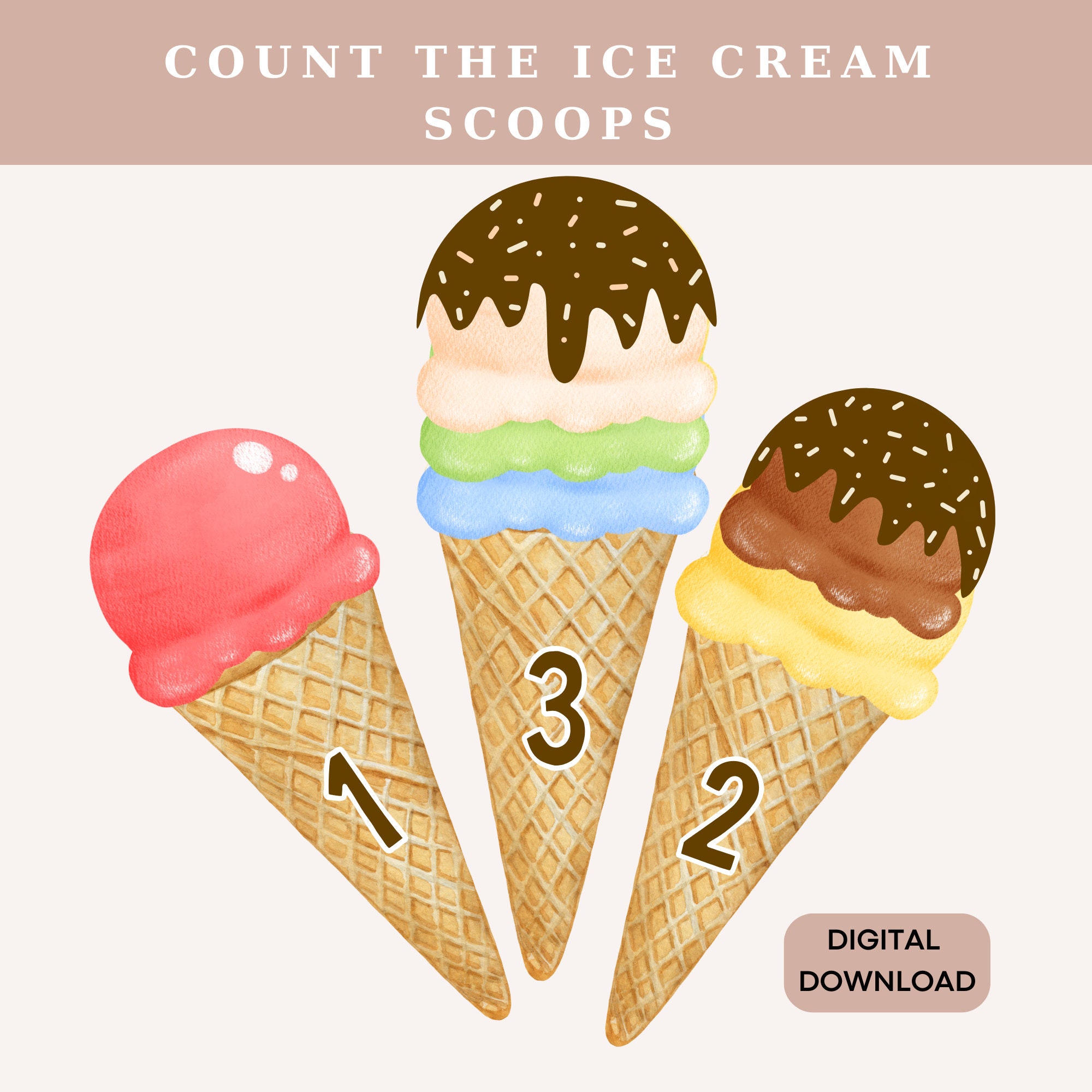 Count the Ice Cream Scoops, , Preschool Math, Preschool Worksheet ...