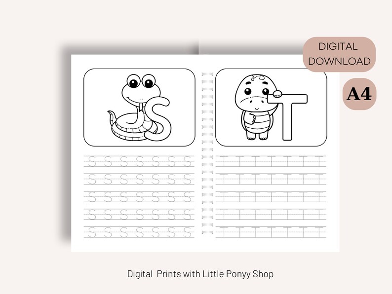 Alphabet Tracing Worksheets A-Z ABC Tracing Workbook Handwriting ...