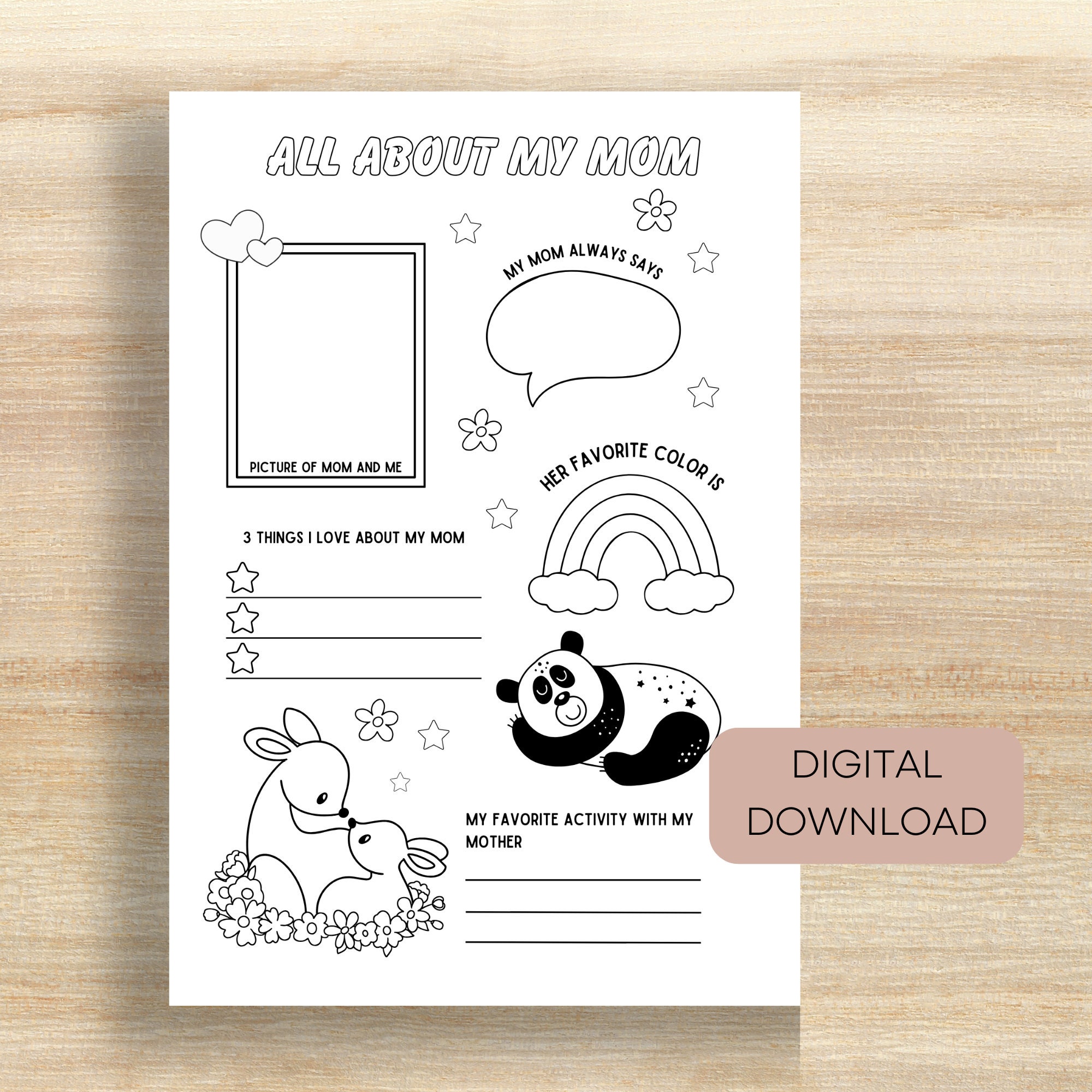 Mother's Day Printable, Card for Mom, Activity Page, Mothers Day ...