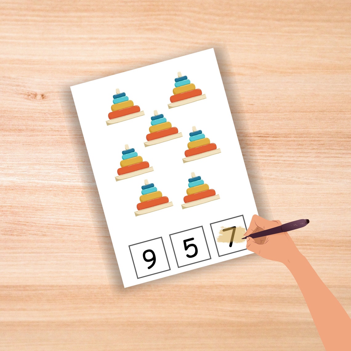Colorful Number Matching Worksheet, Number Matching Game, Number ...
