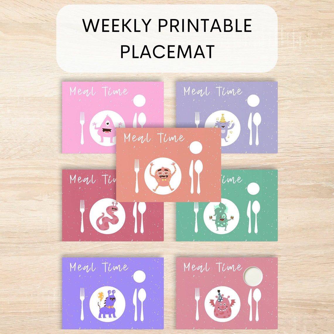 Weekly Printable Placemat Picky Eaters Kids Dinner Placemat Educational ...