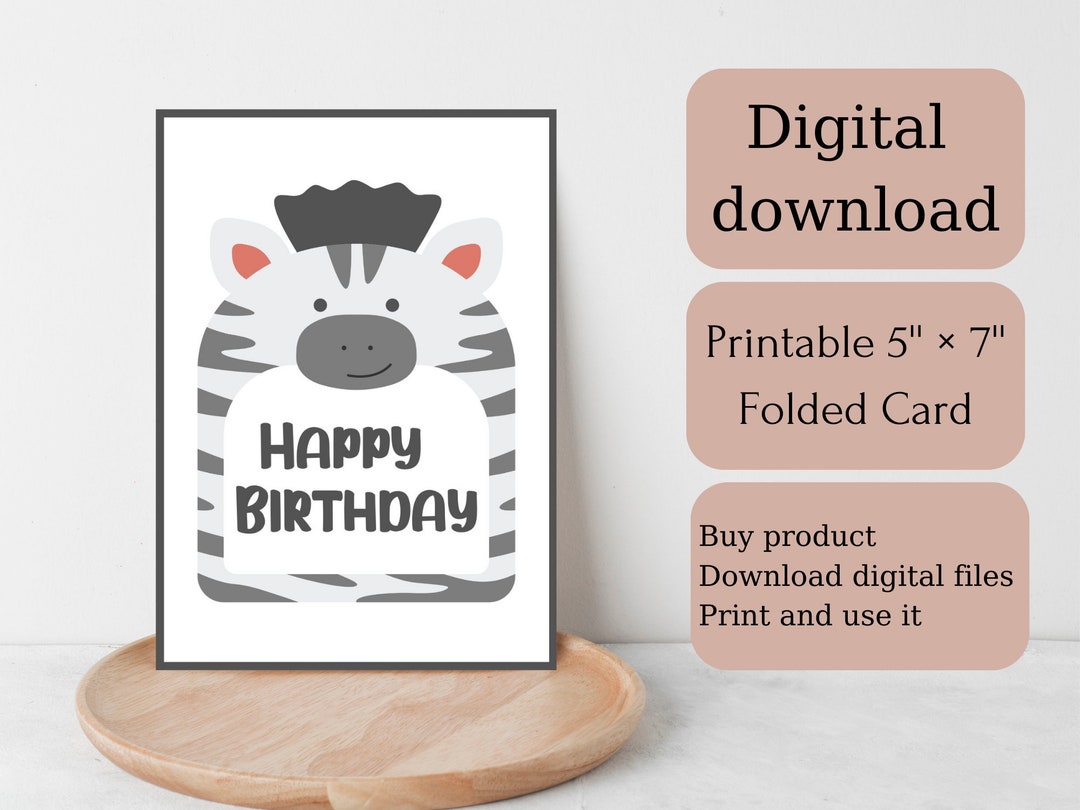 Downloadable Animal Birthday Card Kids Happy Birthday Card Handmade ...