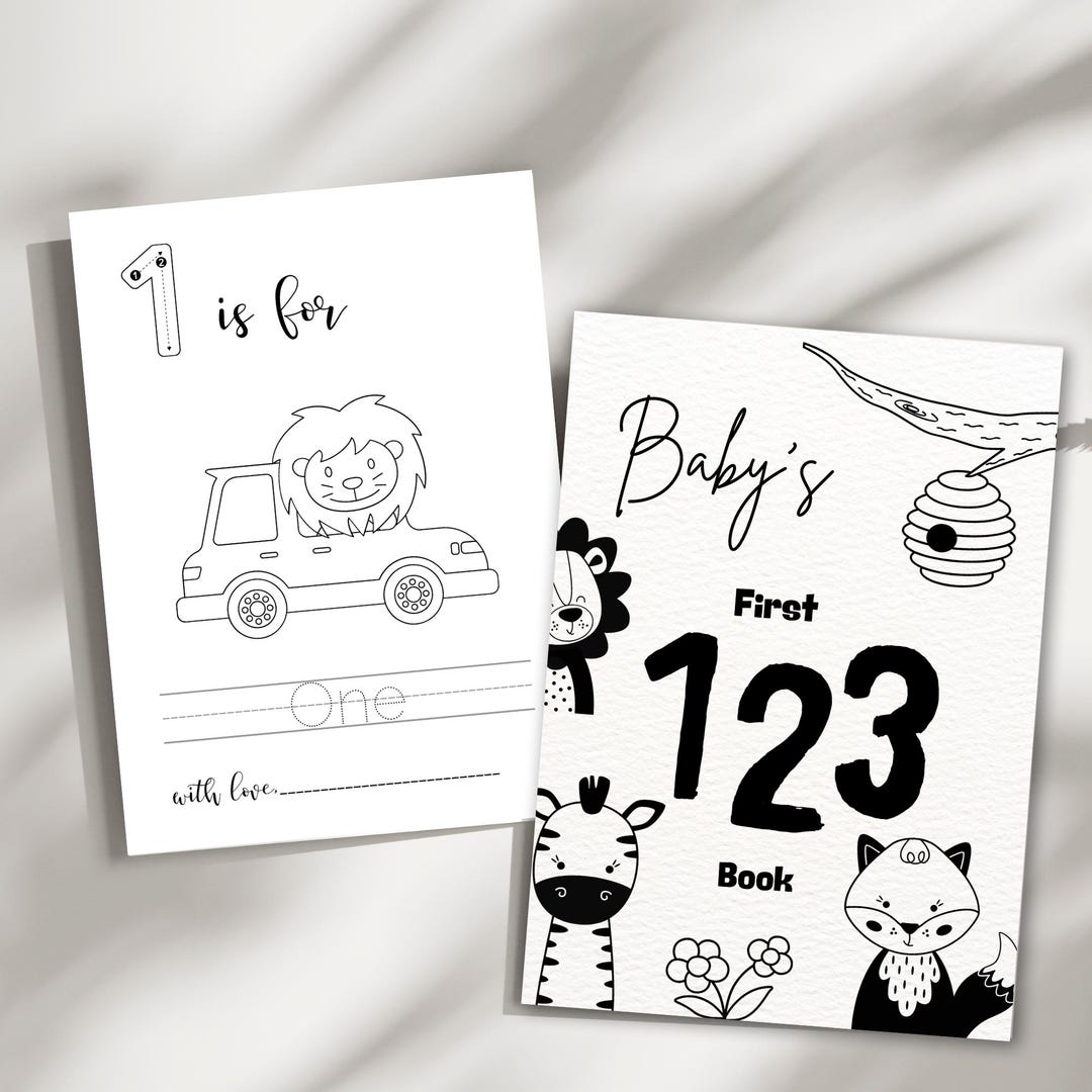Baby's First 123 Book, Baby Shower Activity, Printable Numbers Coloring ...