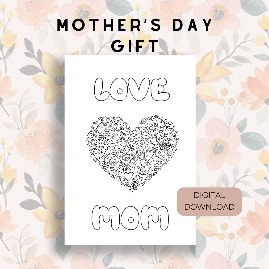 Mothers Day Printable Coloring Card, Color Your Own Mothers Day Card ...