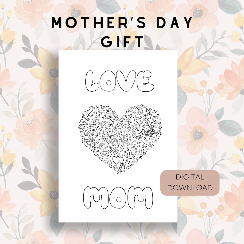 Mothers Day Printable Coloring Card, Color Your Own Mothers Day Card ...