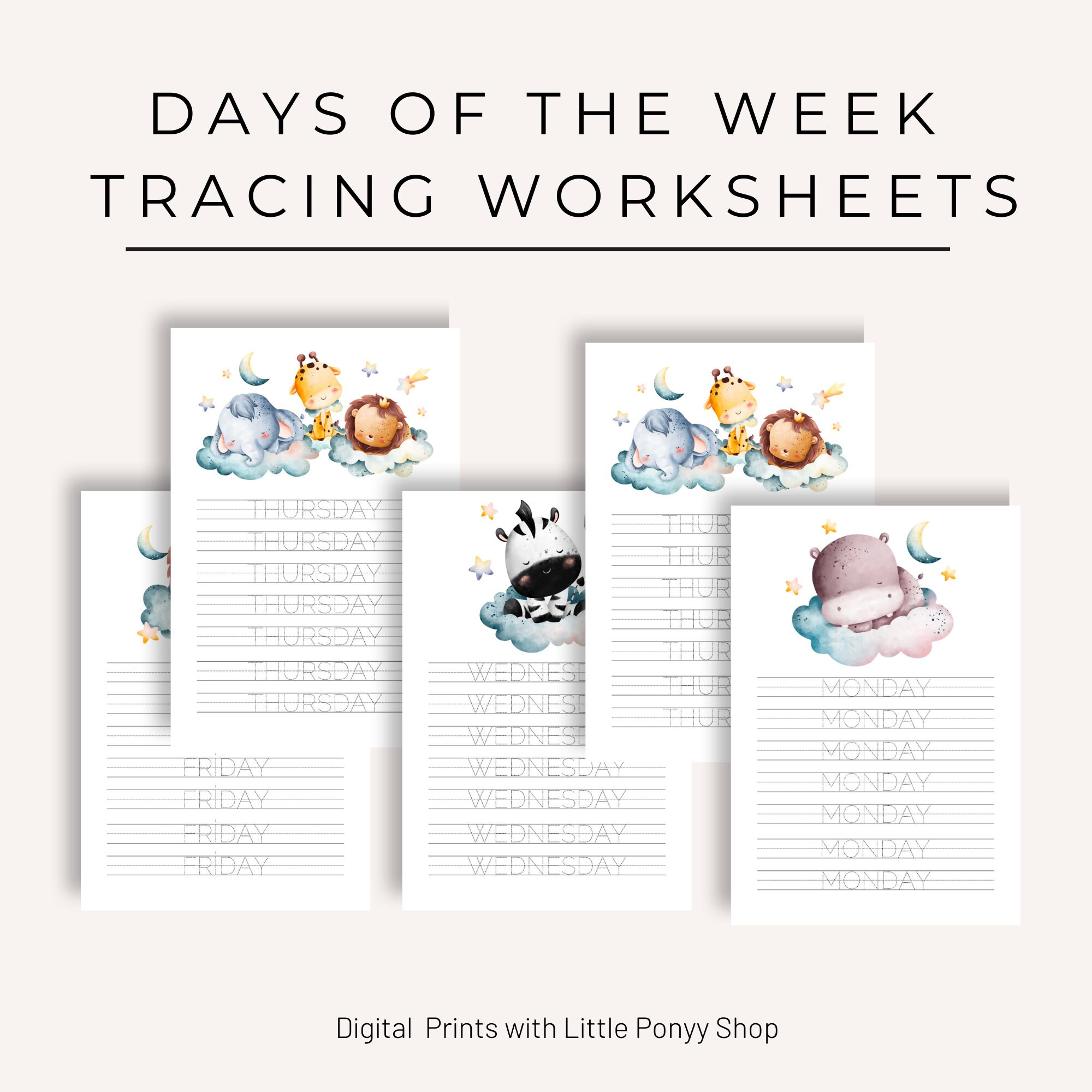 Days of the Week Tracing Worksheets / Tracing Printable for Pre-k ...