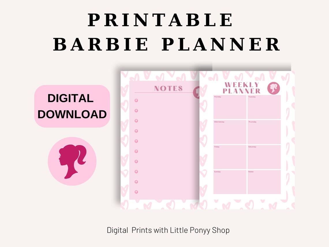 Barbie Themed Printable Kids Weekly Schedule Weekly Planner - Etsy UK