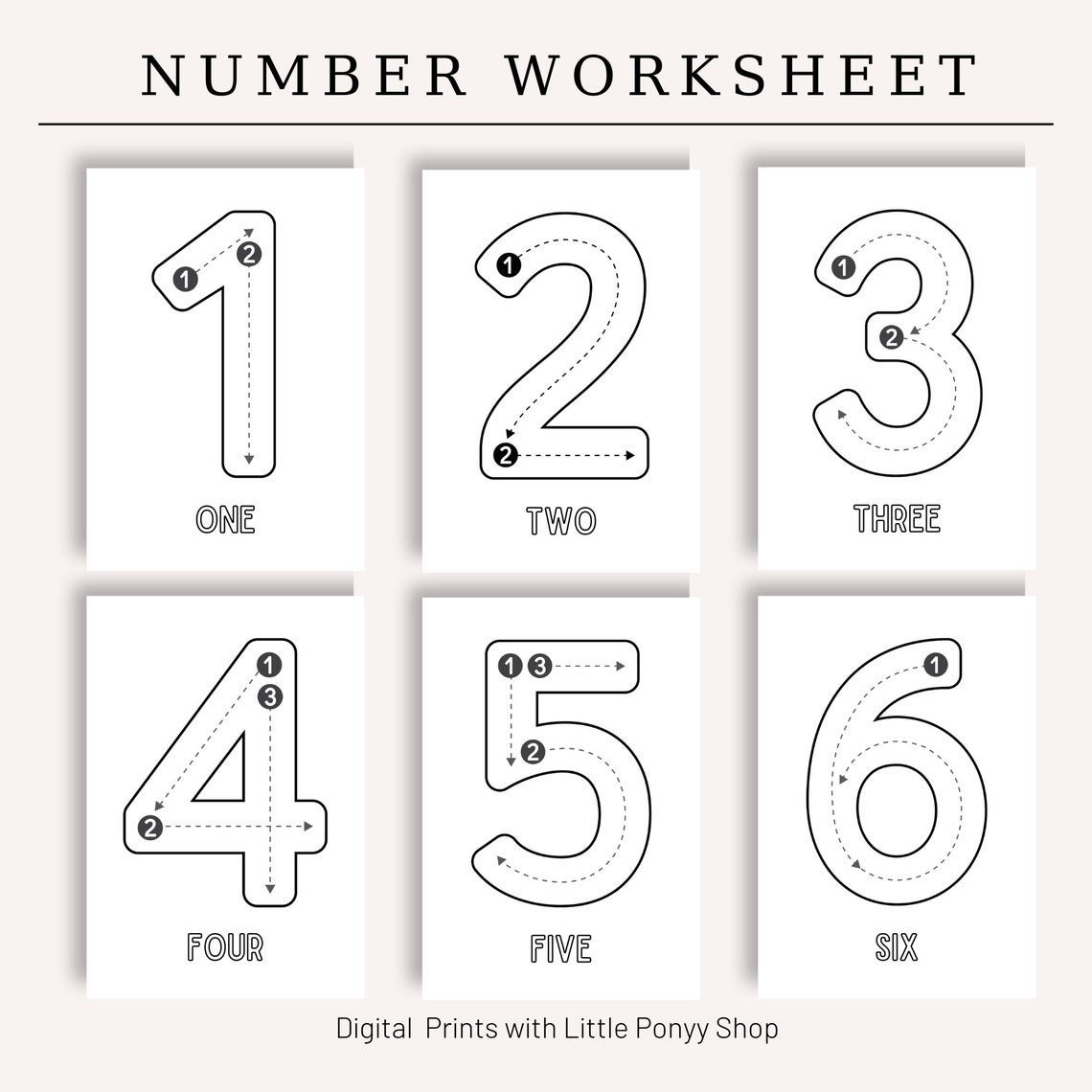 1-20 Number Tracing, Preschool Worksheet Printable, Handwriting ...
