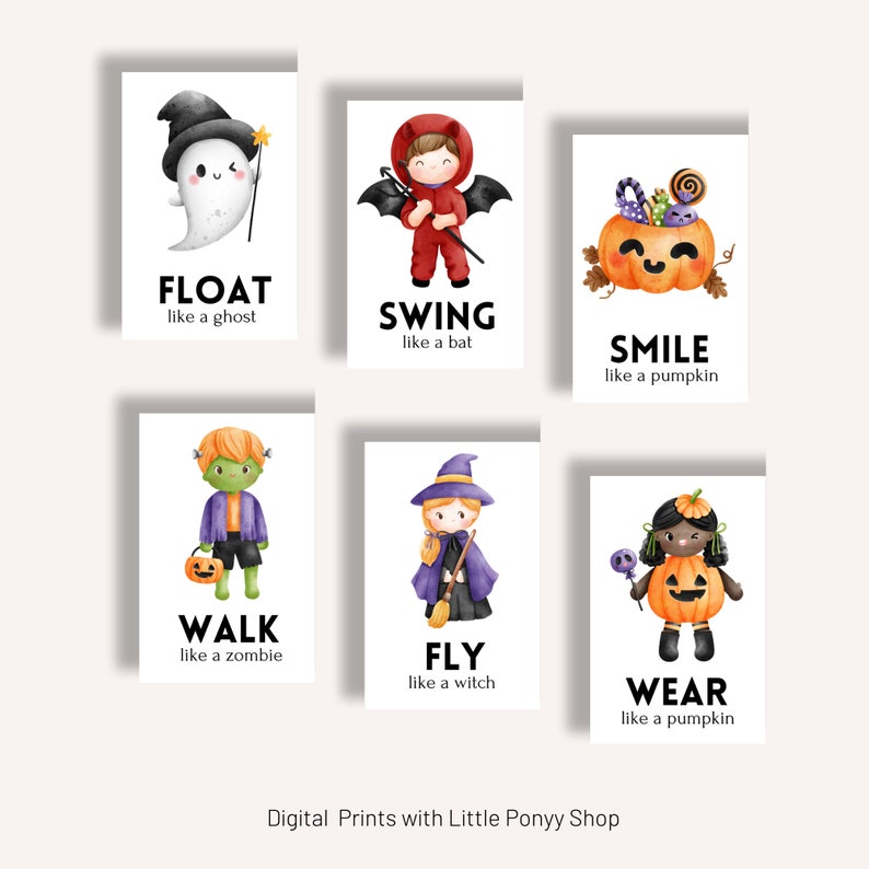 Preschool Halloween Activity Halloween Movement Cards Halloween Flash ...