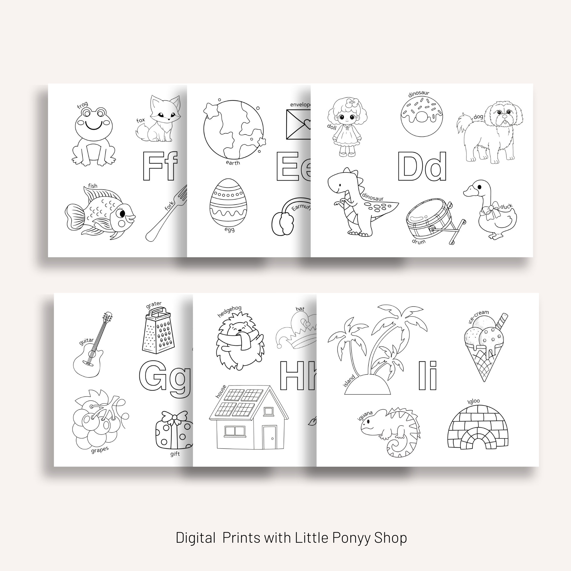 Alphabet Coloring Pages, Baby Shower Activity, Baby Shower ABC Book ...