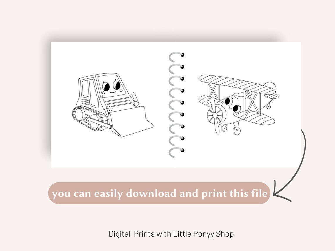 Printable Vehicles Coloring Book Easy Vehicles Coloring Pages - Etsy