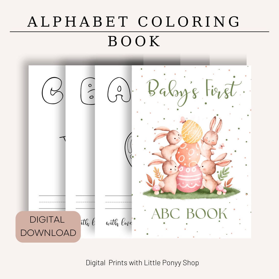 ABC Book Baby Shower Game Woodland Greenery Alphabet Coloring Book Baby ...