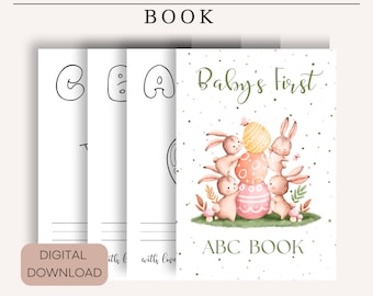 ABC Book Baby Shower Game Greenery Woodland Alphabet Coloring Book Baby ...