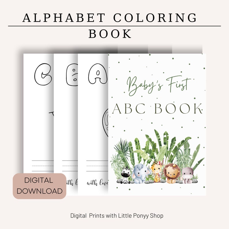 Baby First ABC Book, Baby Shower Abc Book, Abc Baby Shower Coloring ...