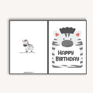 Downloadable Animal Birthday Card Kids Happy Birthday Card Handmade ...