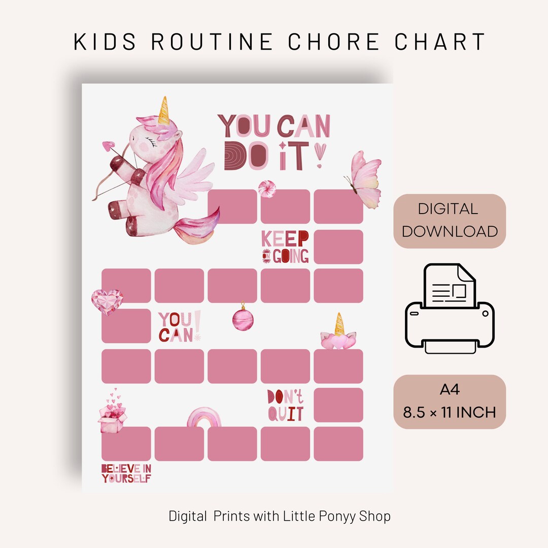 Unicorn Reward Chart , Printable Unicorn Behavior Chart , Daily Chore ...