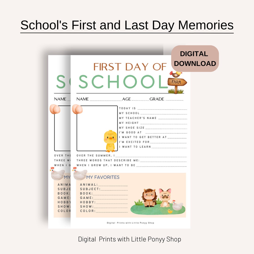 Printable First and Last Day of School Questionnaire, School Interview ...