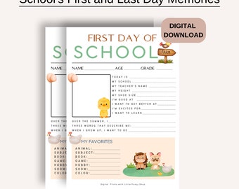 First and Last Day of School Printable, Back to School Questionnaire ...