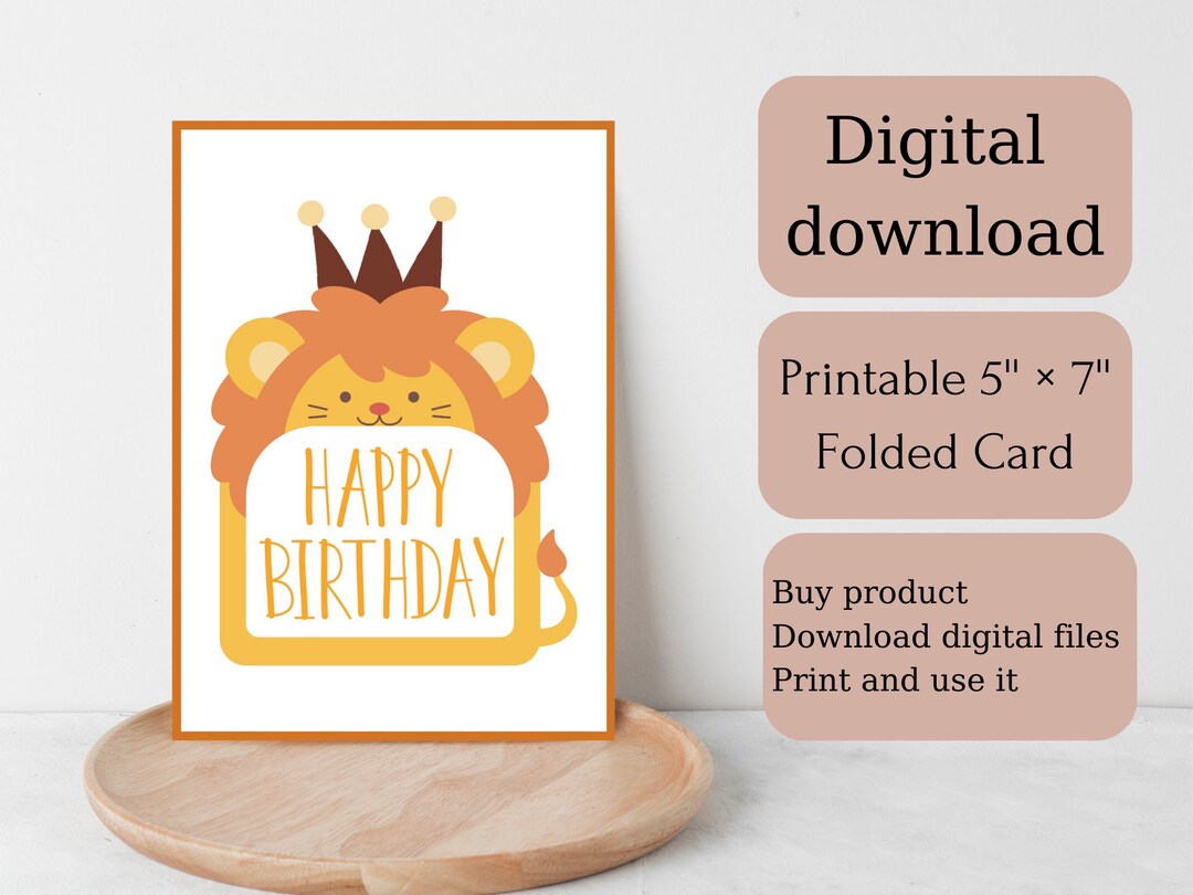 Printable Birthday Card Animal-themed Funny Kids Card Birthday Card ...