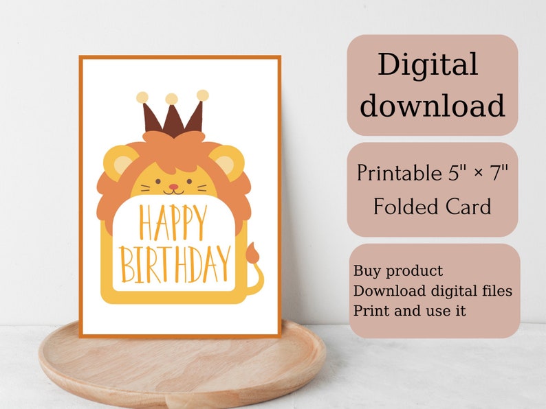Printable Birthday Card Animal-themed Funny Kids Card Birthday Card ...