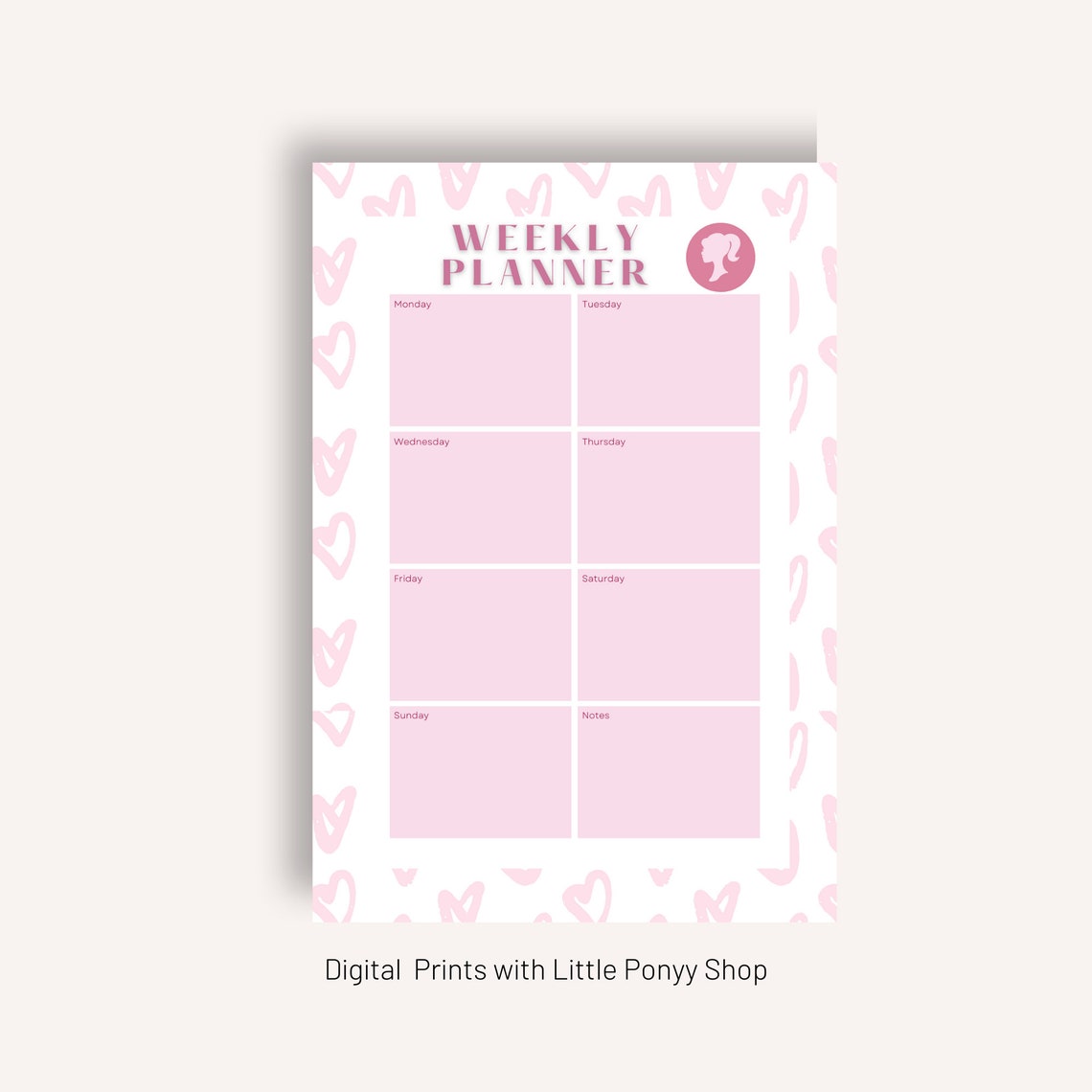 Barbie Themed Printable Kids Weekly Schedule - Weekly Planner for Home ...