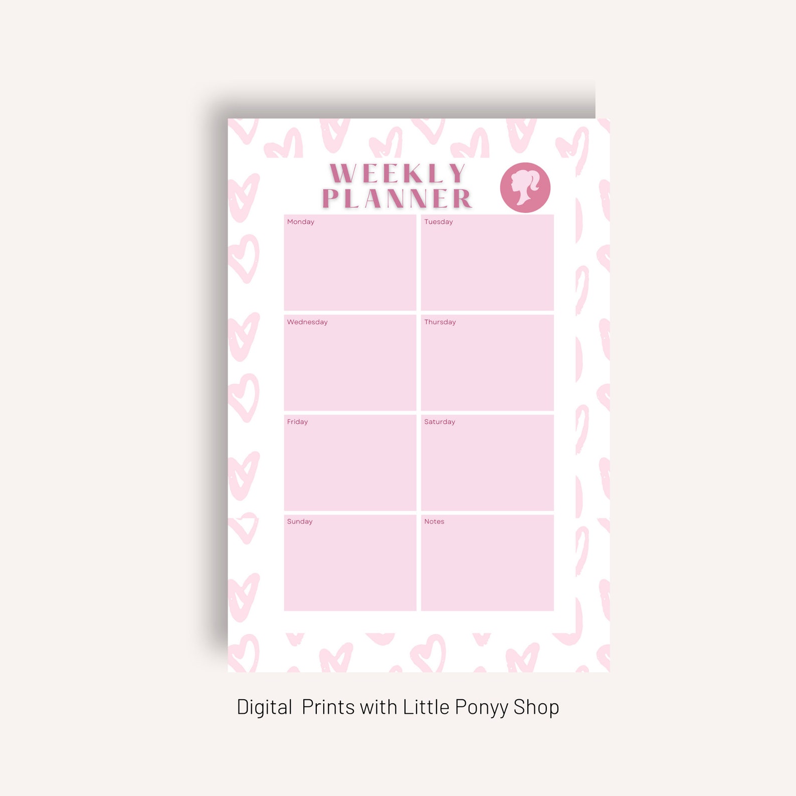 Barbie Themed Printable Kids Weekly Schedule - Weekly Planner for Home ...