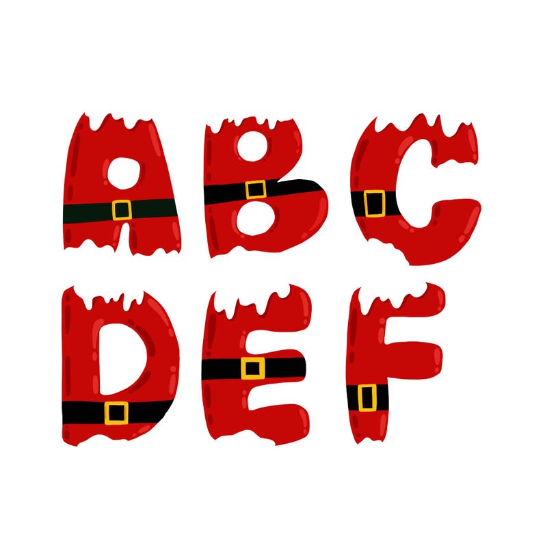 Christmas Alphabet PNG Christmas Letters Numbers Clipart Santa Alphabet ...