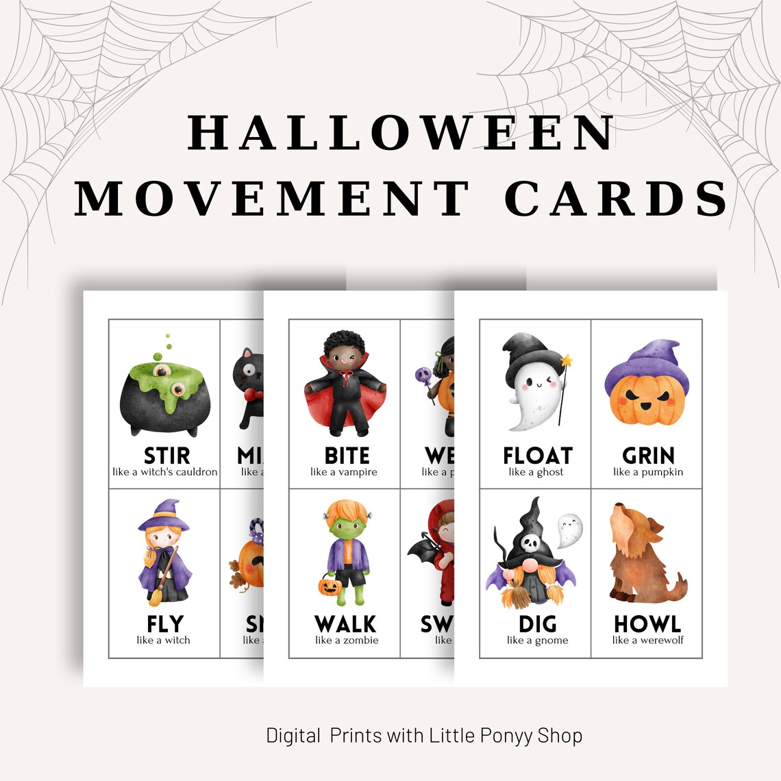 Preschool Halloween Activity Halloween Movement Cards Halloween Flash ...