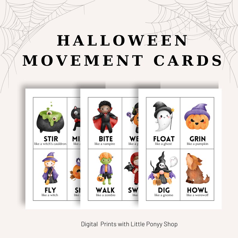 Preschool Halloween Activity Halloween Movement Cards Halloween Flash ...