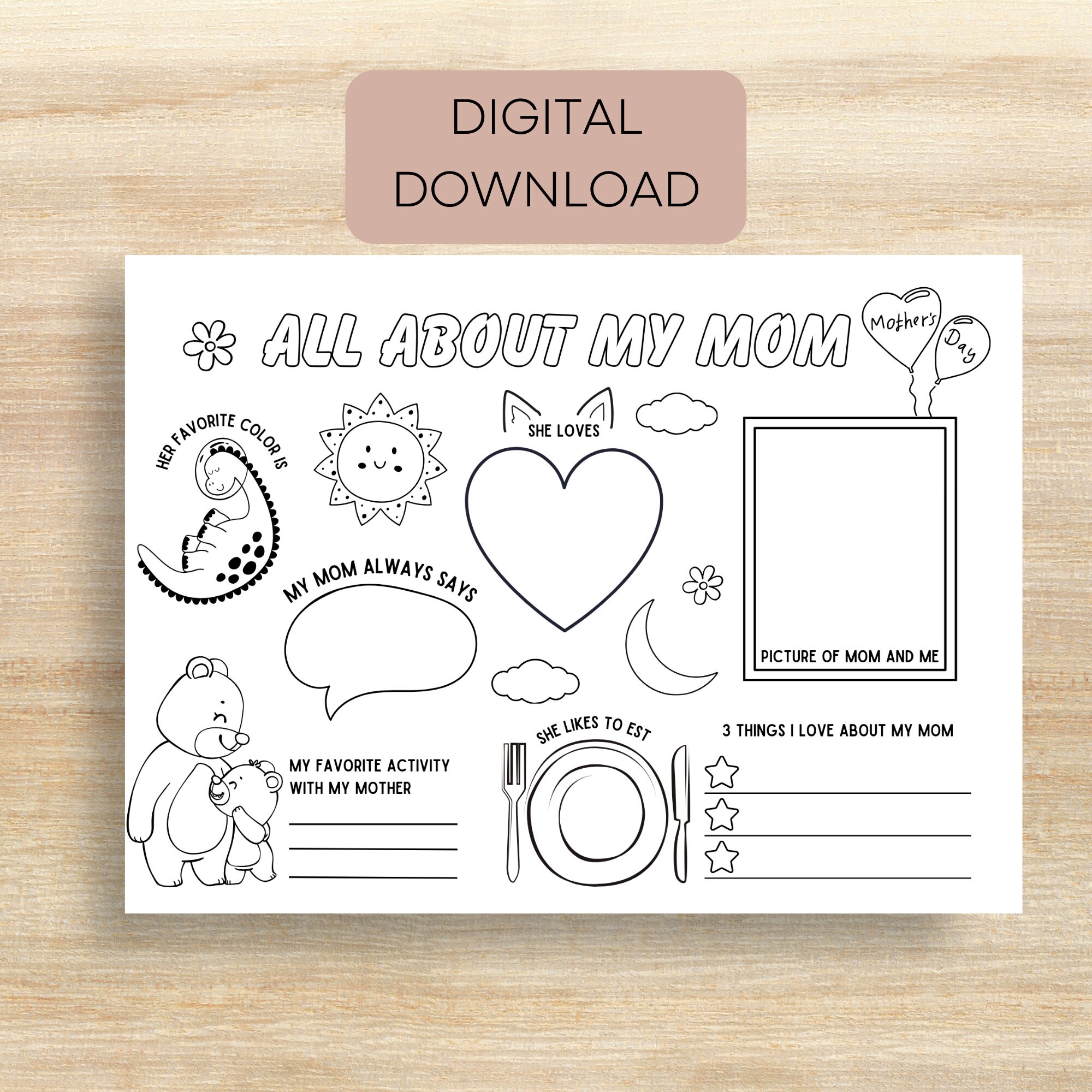 All About My Mothers Day Gift Questionnaire,mother's Day Gift ...